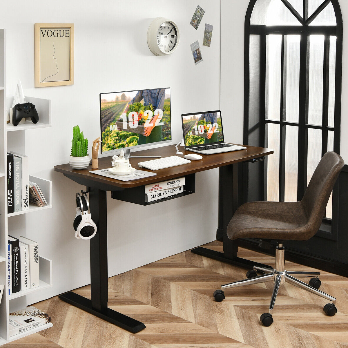 48-inch Electric Height Adjustable Standing Desk with Control Panel-Wa ...