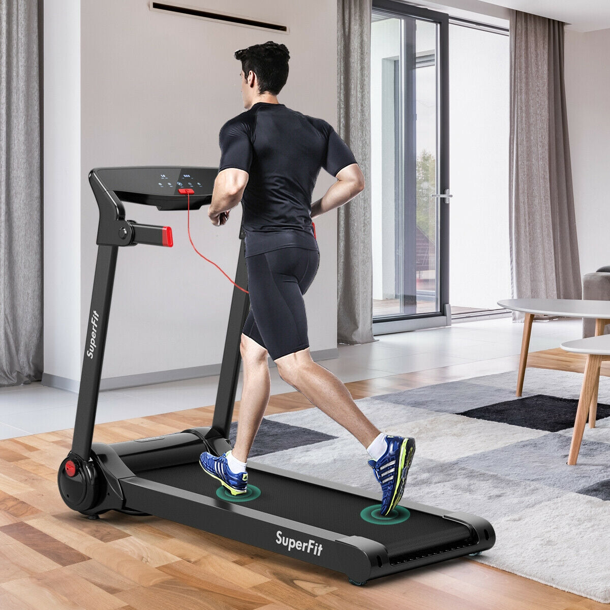 3HP Folding Electric Treadmill Running Machine-Red – Level Up Desks