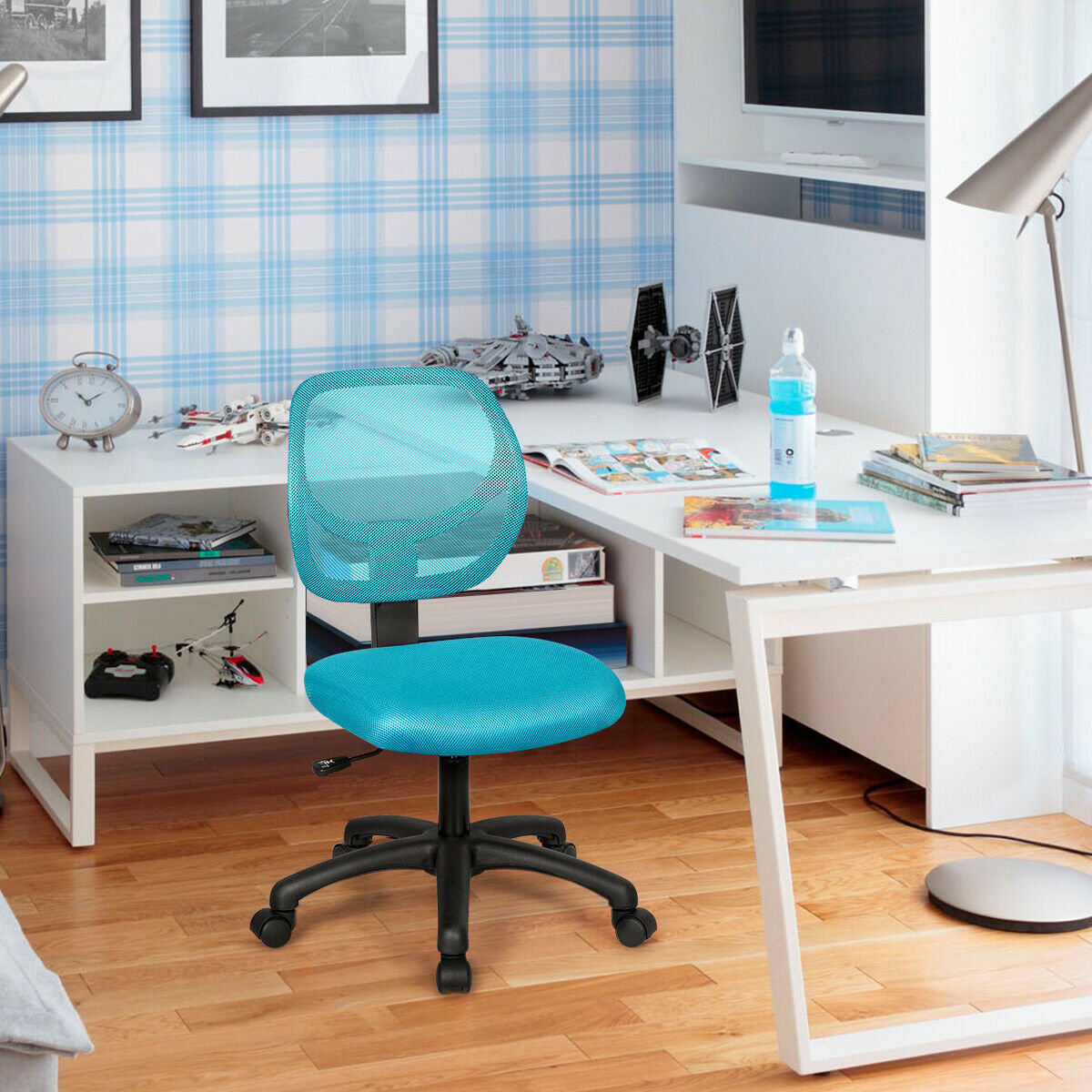 Low-back Computer Task Office Desk Chair with Swivel Casters-Green ...
