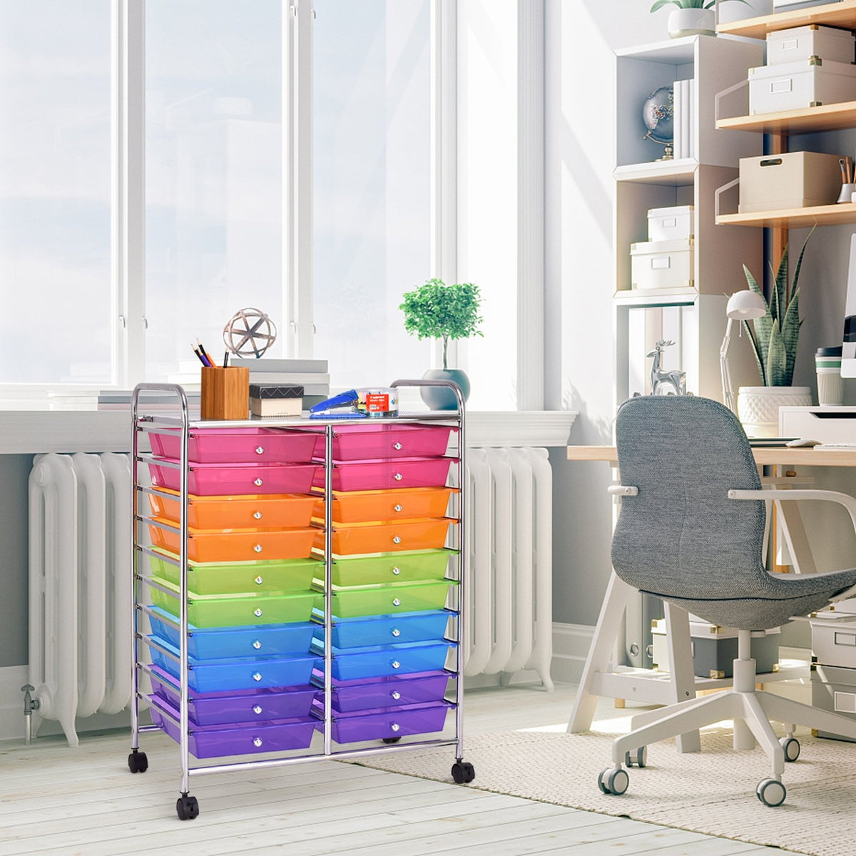 20 Drawers Storage Rolling Cart Studio Organizer-Multicolor – Level Up ...
