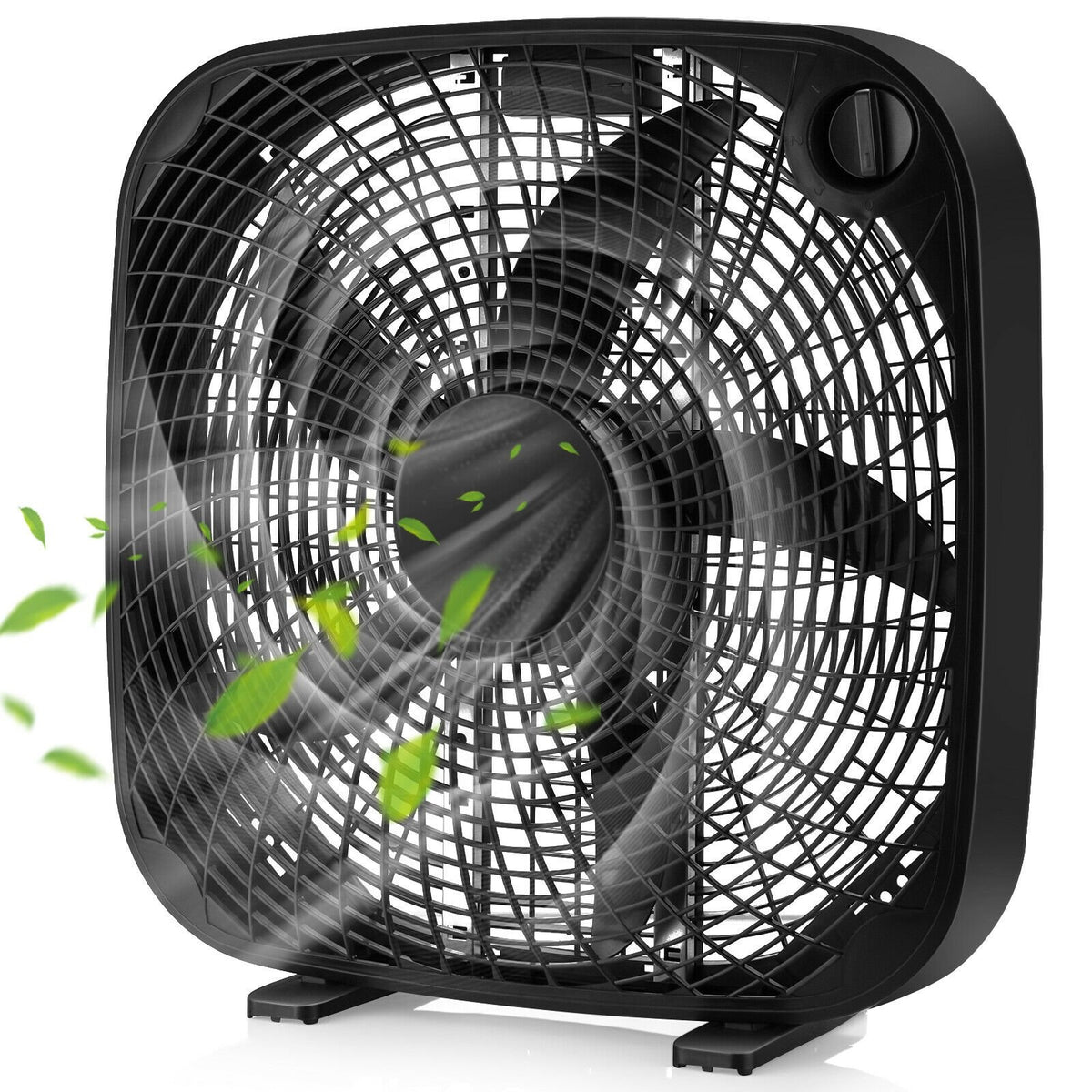 20 Inch Box Portable Floor Fan with 3 Speed Settings and Knob Control ...