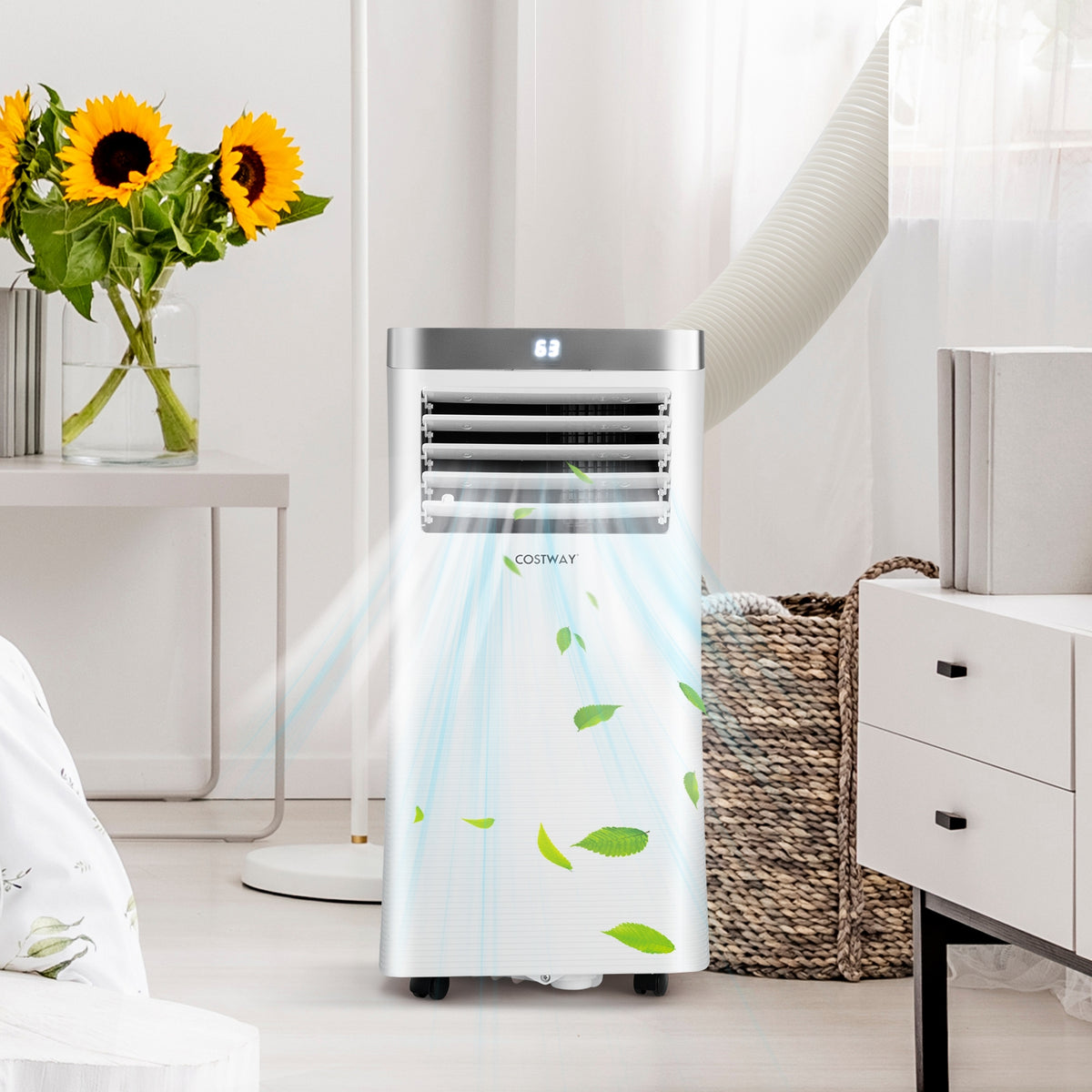 8000 BTU 3-in-1 Portable Air Conditioner with Remote Control-White ...