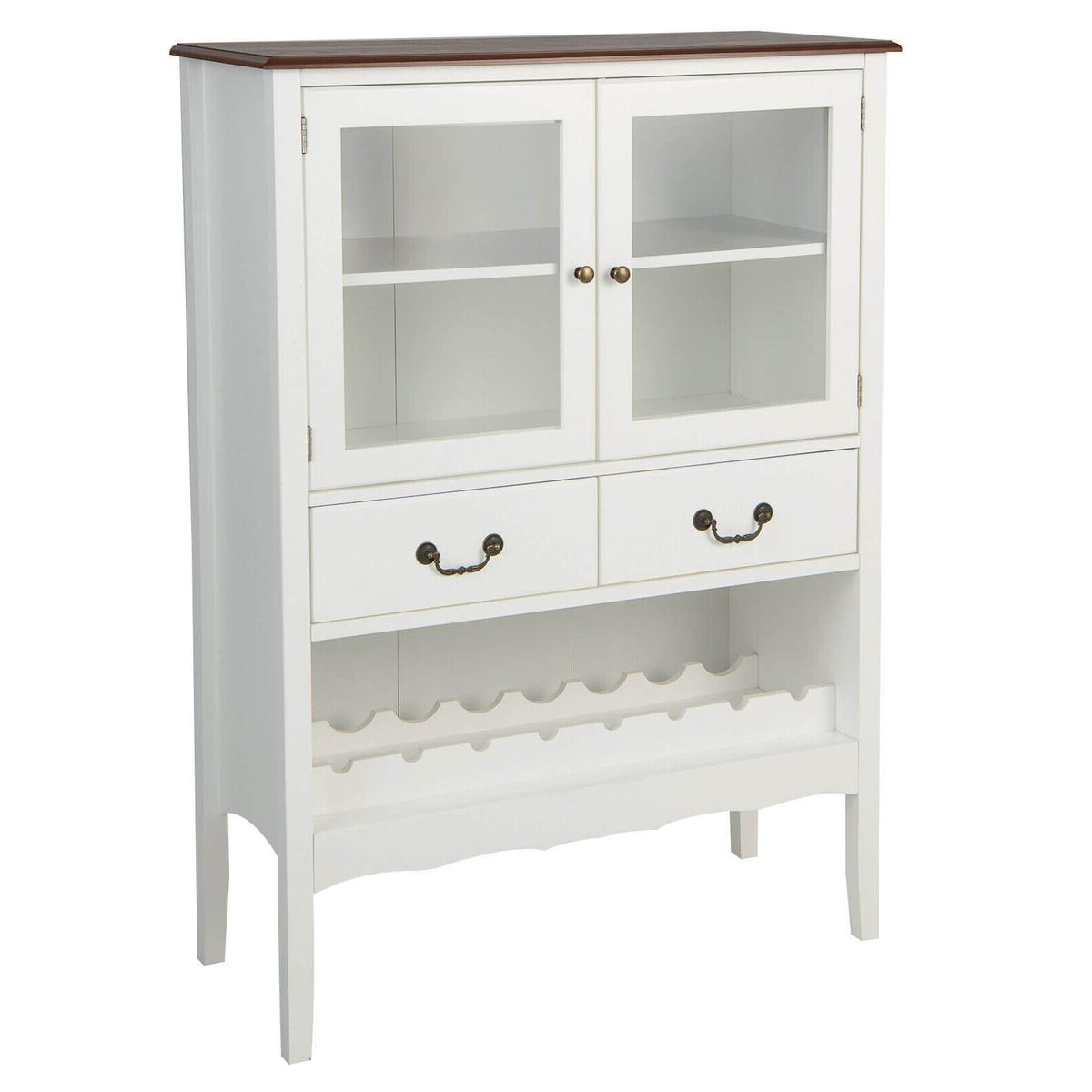 Sideboard Buffet Cabinet with 2 Tempered Glass Doors-White – Level Up Desks