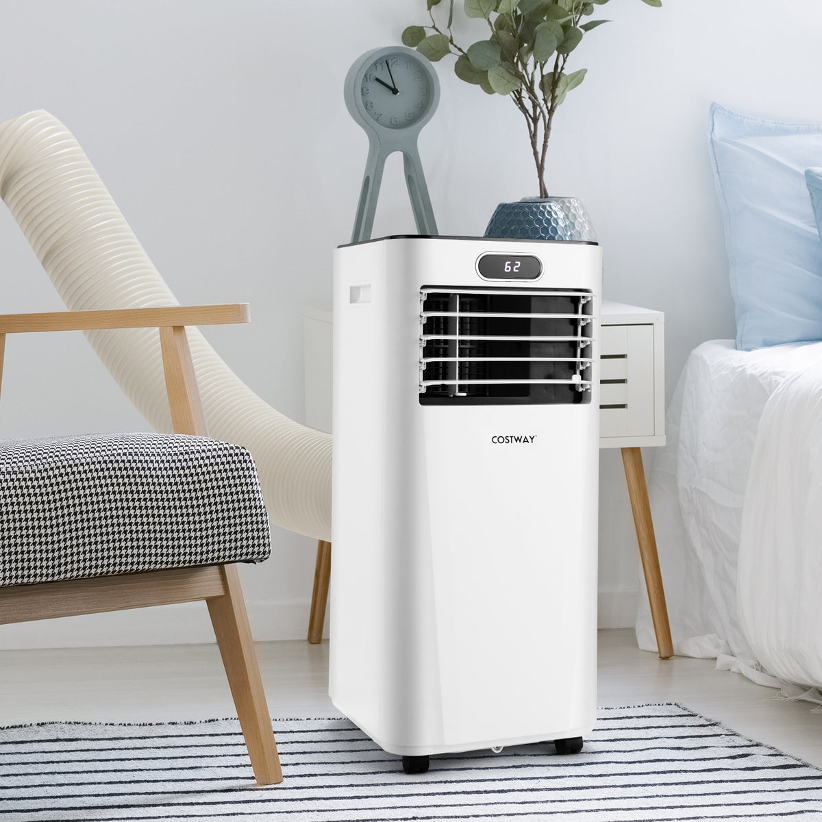 8000BTU 3-in-1 Portable Air Conditioner with Remote Control-White ...