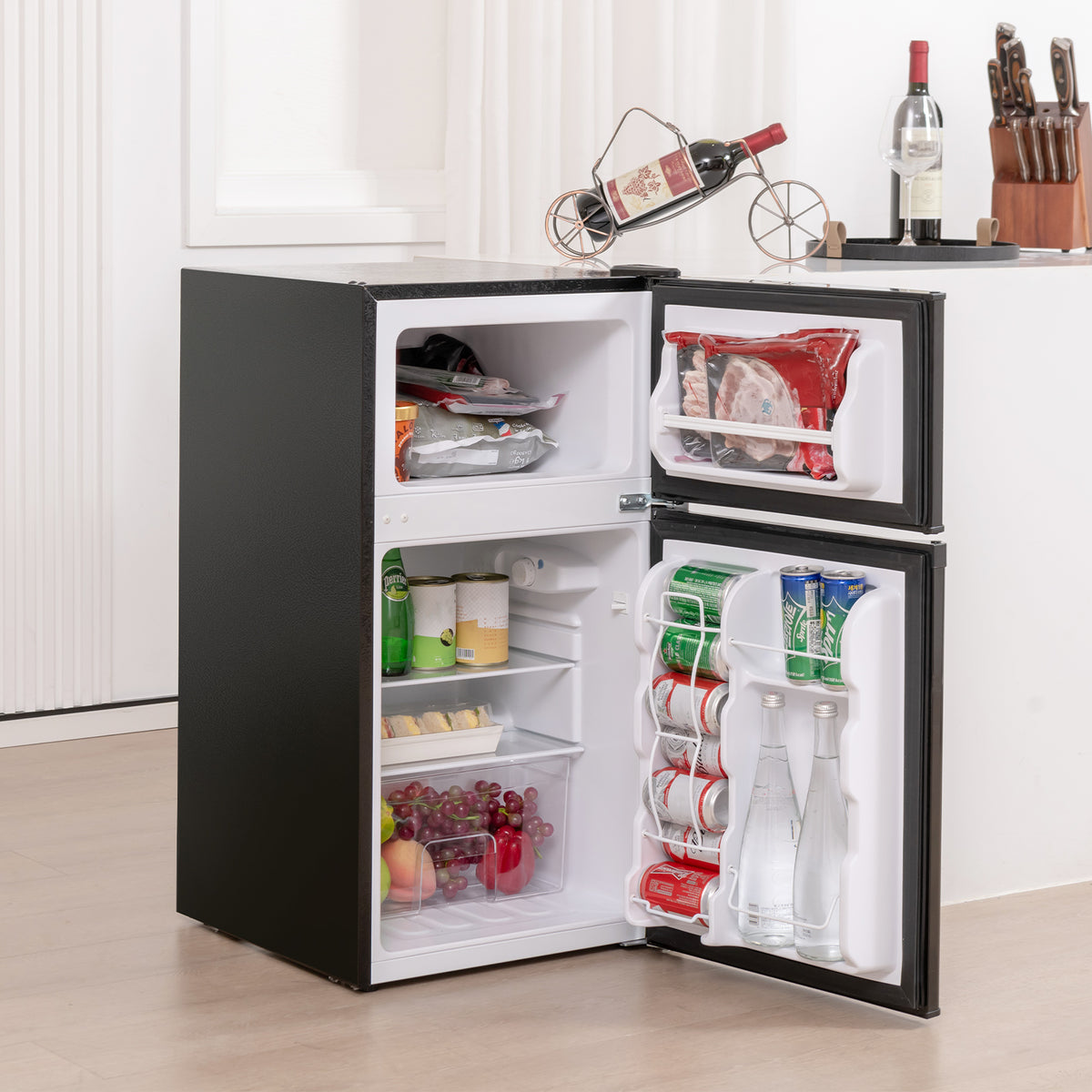 3.2 Cu. Ft Compact Mini Fridge with 5 Temperature Settings-Black ...