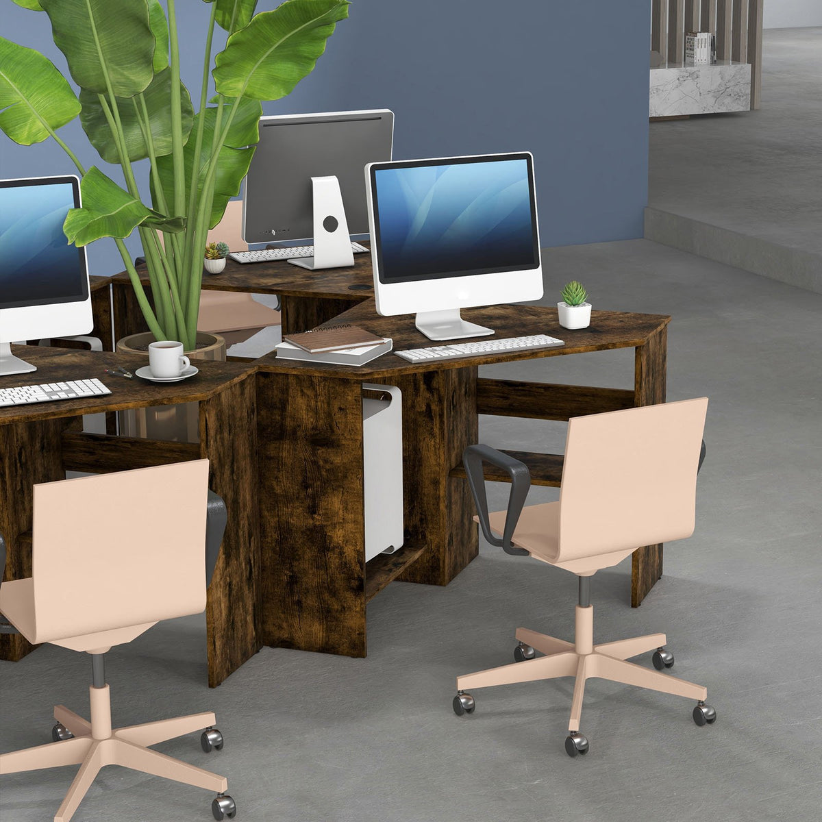 Corner Computer Desk Triangle Writing Workstation with Storage Shelf-R ...