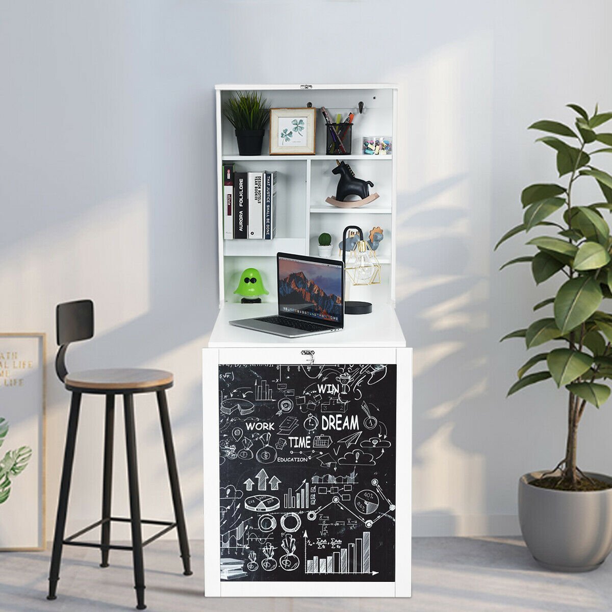 Convertible Wall Mounted Table with A Chalkboard-White – Level Up Desks