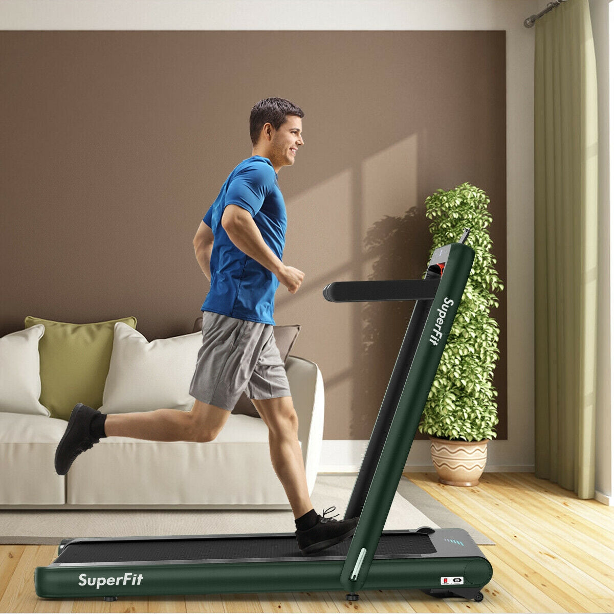 4.75HP 2 In 1 Folding Treadmill with Remote APP Control-Green – Level ...