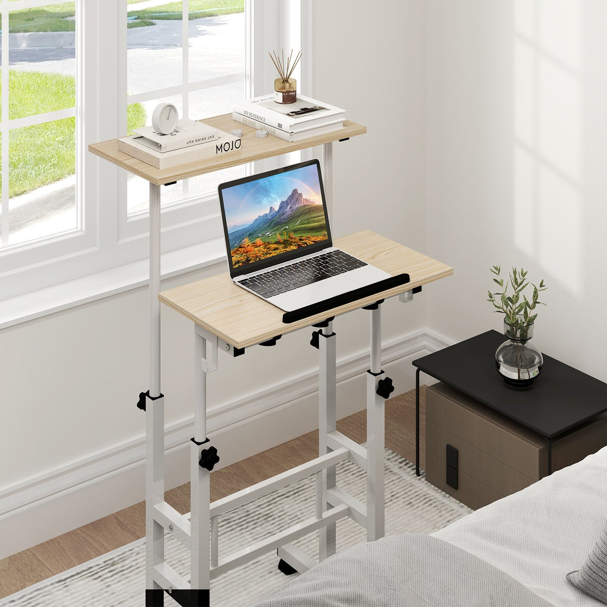 Height-adjustable Mobile Standing Desk with Split Top and Adjustable A ...