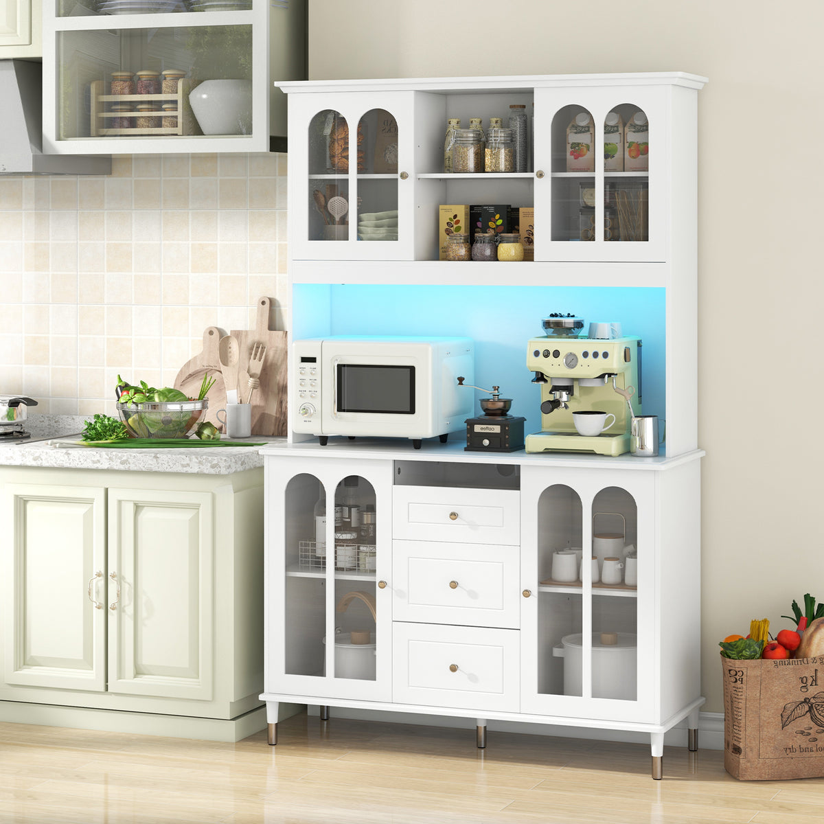 73 Inch Kitchen Pantry Storage Cabinet Freestanding Buffet Cabinet wit ...