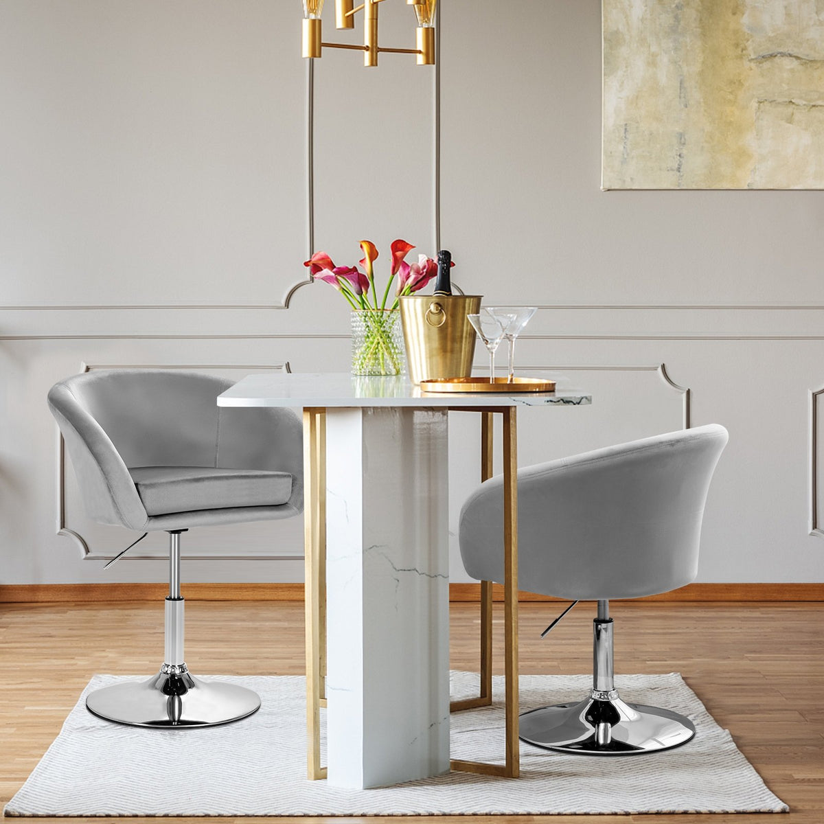 360 Degree Swivel Makeup Stool Accent Chair with Round Back and Metal ...