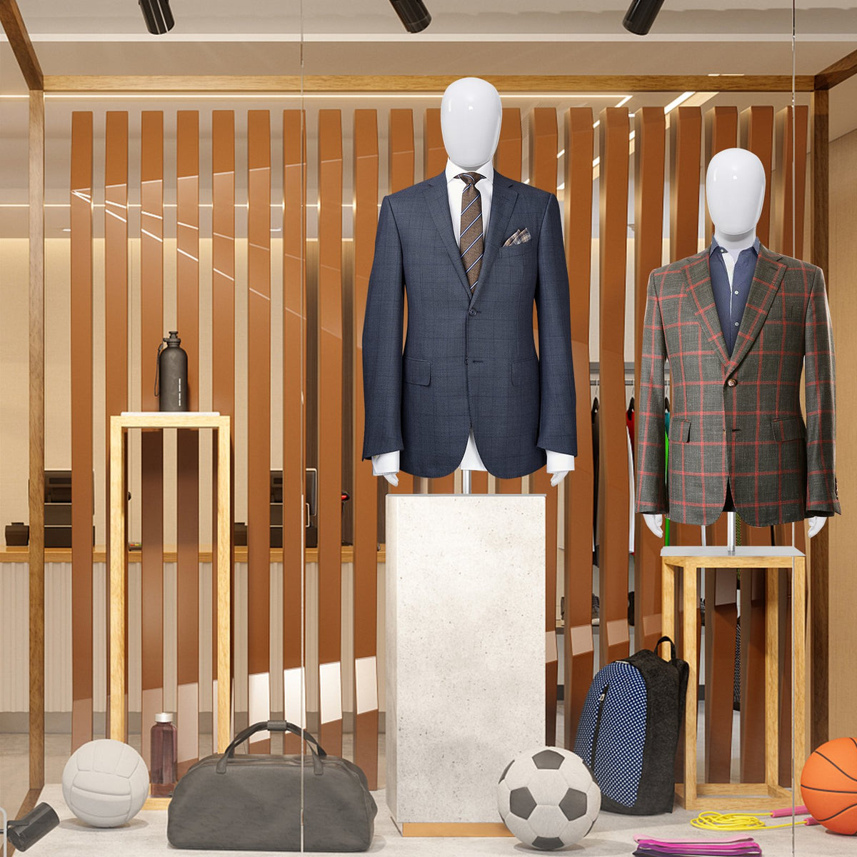 Plastic Half Body Head Turn Male Mannequin with Base – Level Up Desks