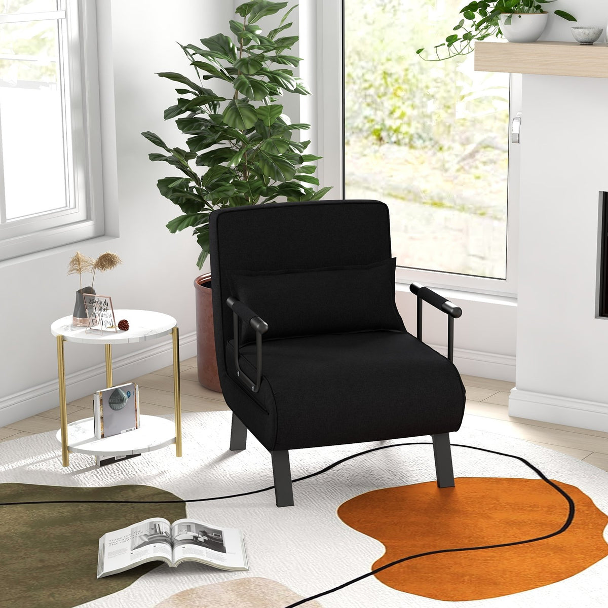 Folding 6 Position Convertible Sleeper Bed Armchair Lounge Couch with ...