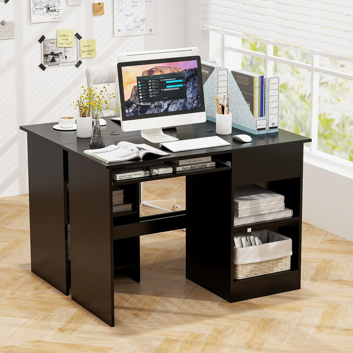 Wooden Computer Desk with CPU Stand-Black – Level Up Desks