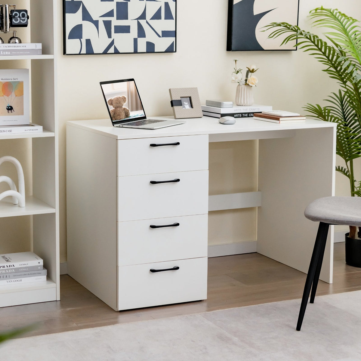 43.5 Inch Computer Desk with 4 Large Drawers-White – Level Up Desks