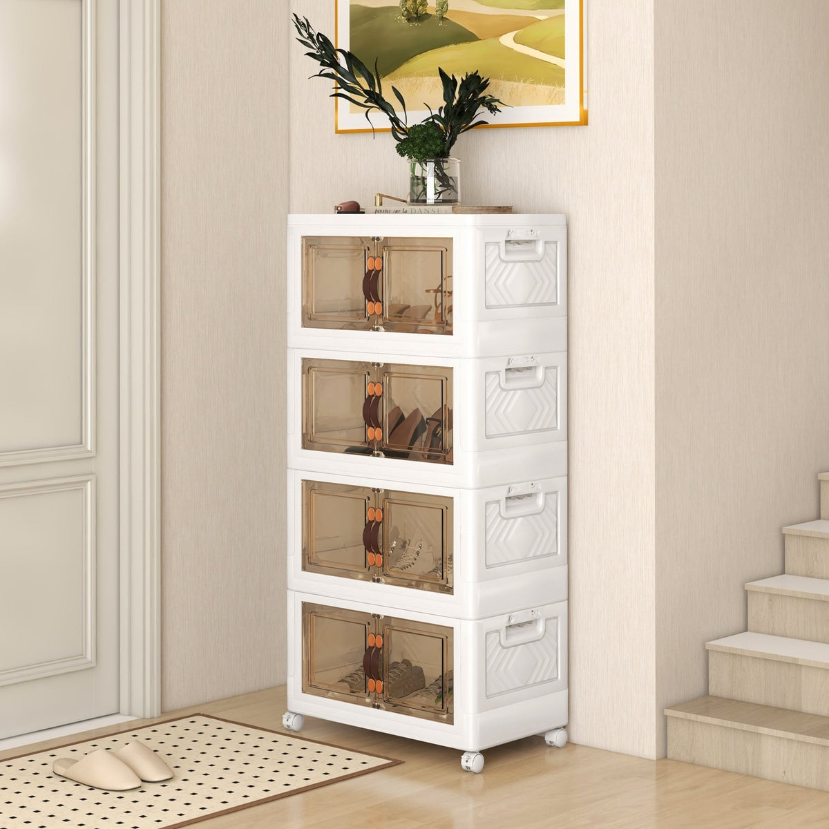 Stackable Storage Bins with Lockable Wheels-4 Pack – Level Up Desks