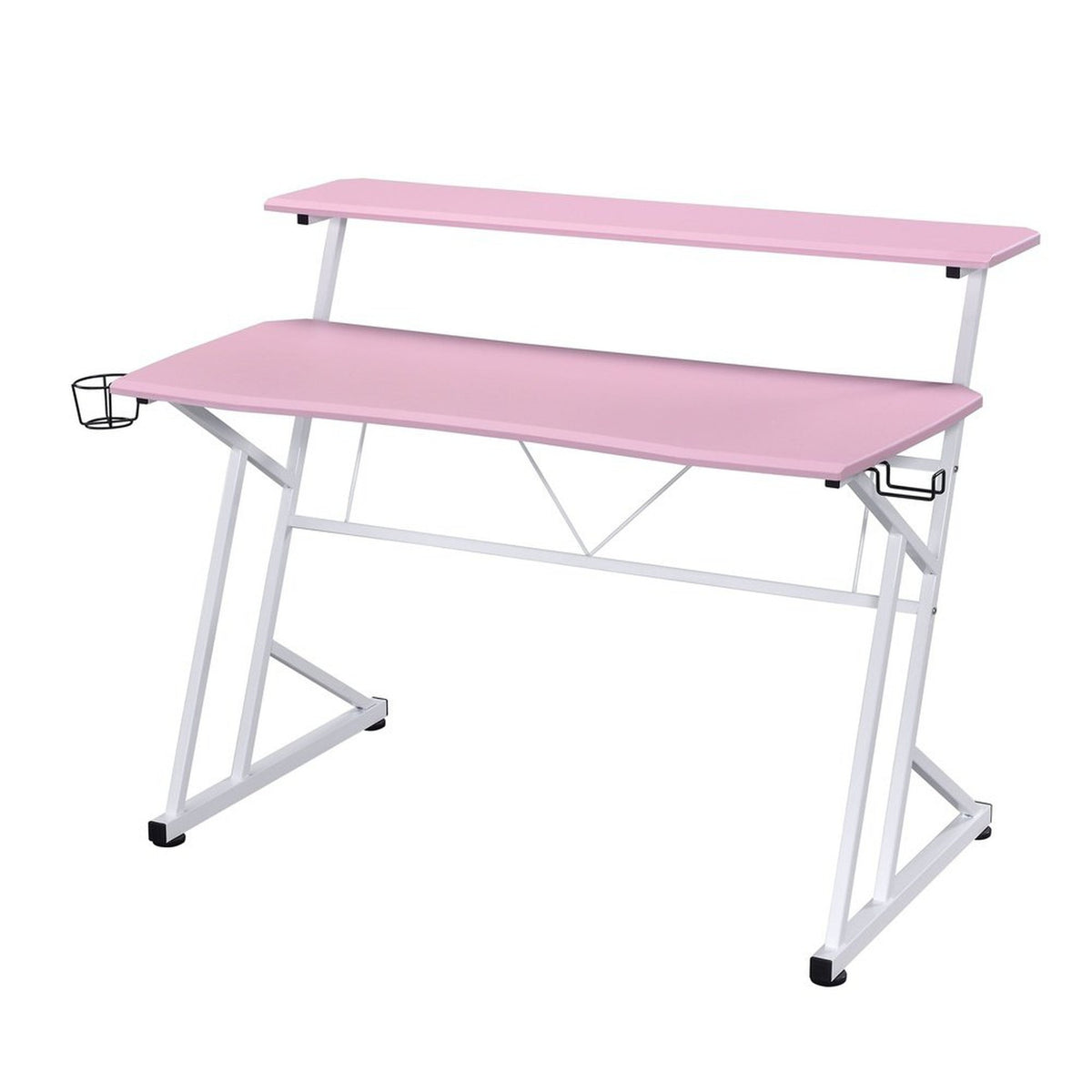 Techni Sport Computer Gaming Desk with Shelves - Pink | Level Up Desks